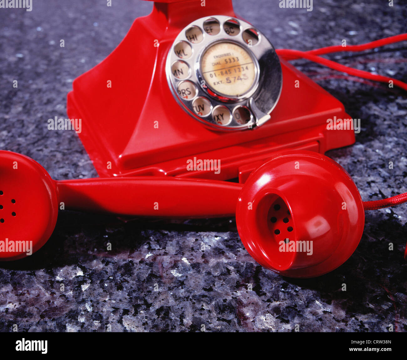 Antique Red Phone Stock Photo - Alamy