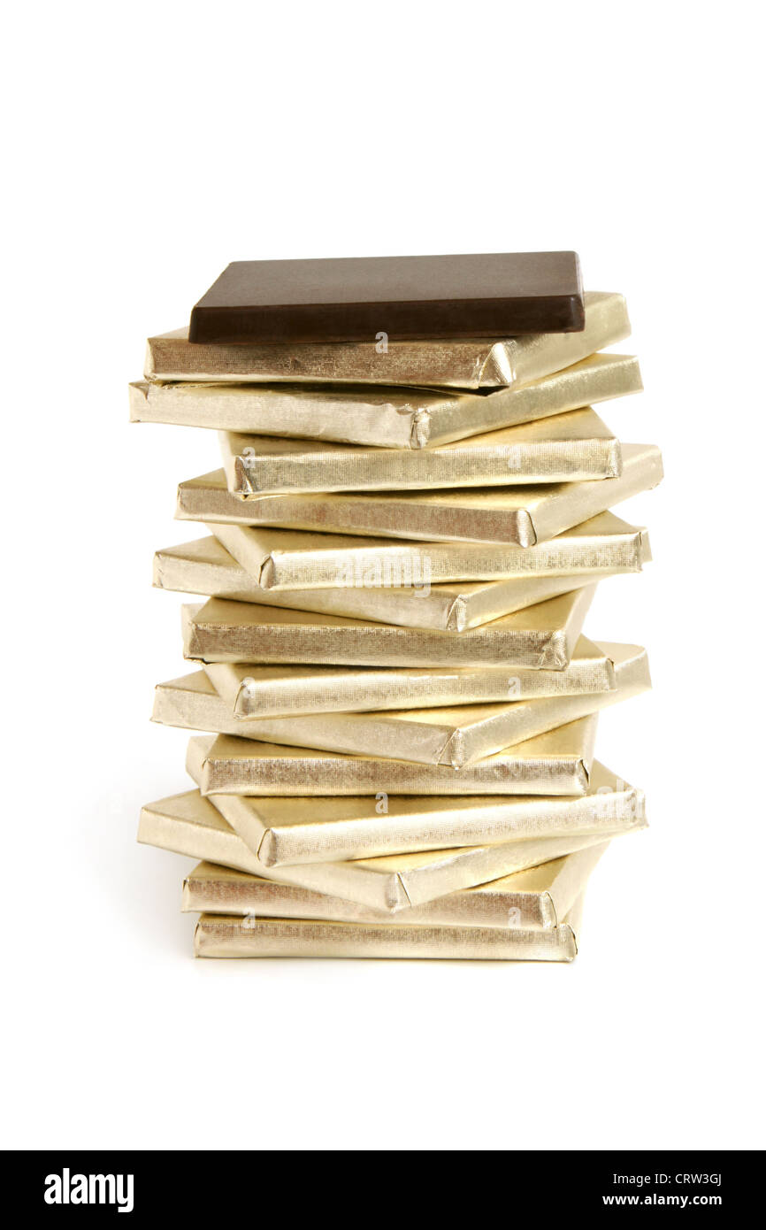 Stack of chocolate pieces Stock Photo - Alamy