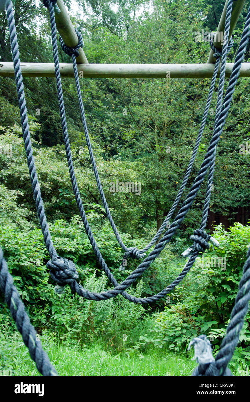ropes in a adventure track Stock Photo - Alamy