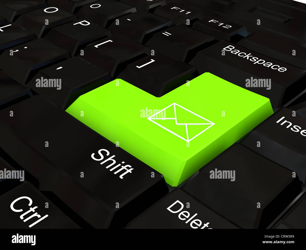 Keyboard - green key. 3d rendered image Stock Photo - Alamy