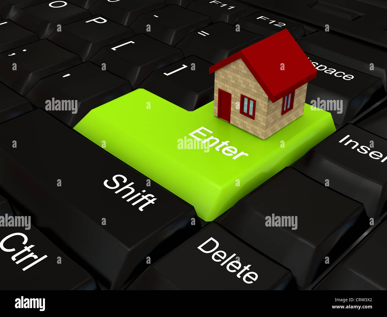 Keyboard - green key. 3d rendered image Stock Photo - Alamy