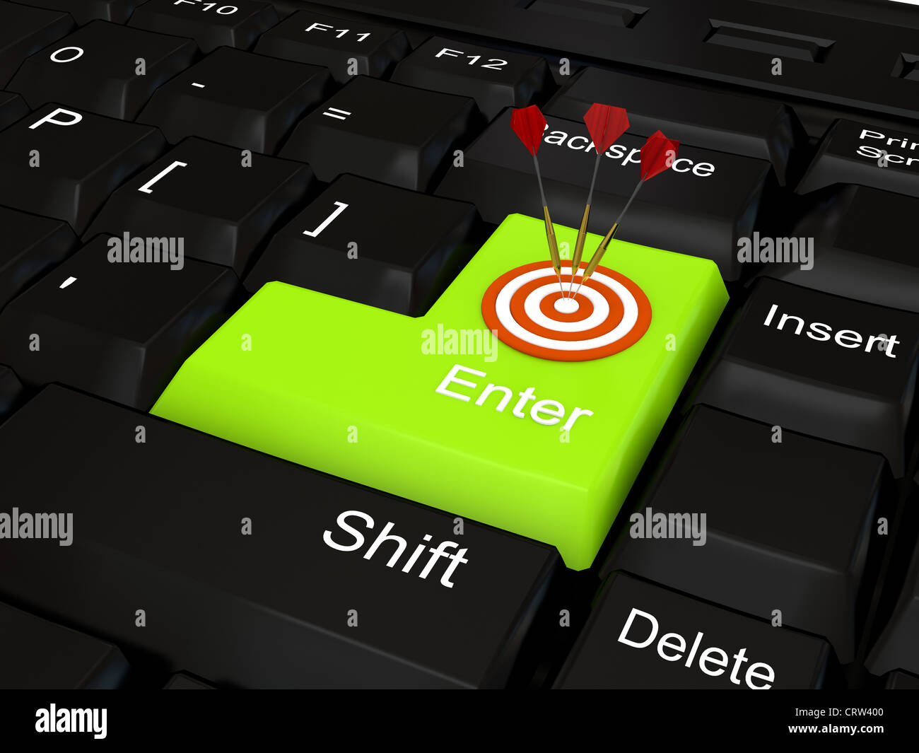 Keyboard - green key. 3d rendered image Stock Photo - Alamy