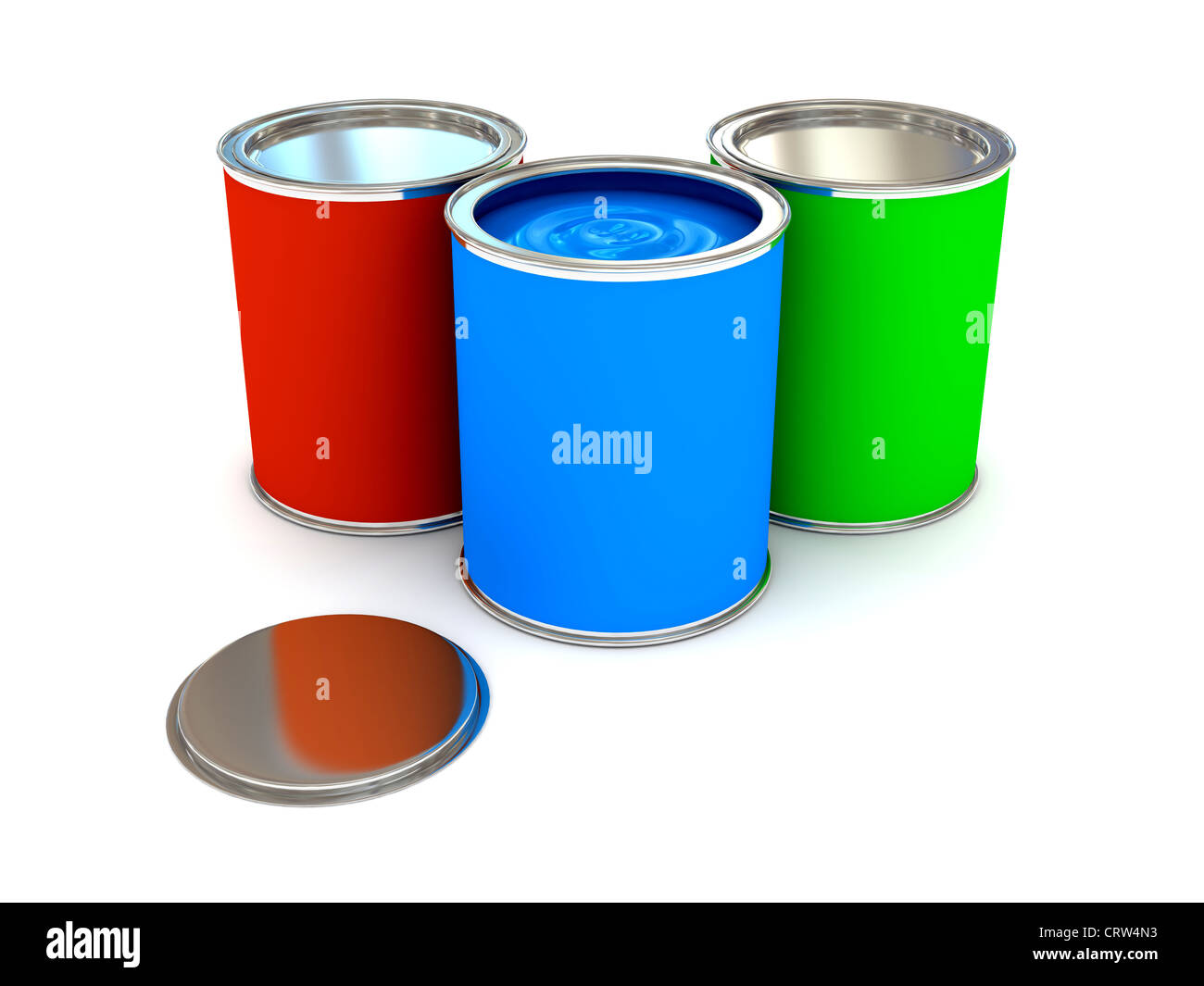RGB color paint can over white. 3d rendered image Stock Photo - Alamy
