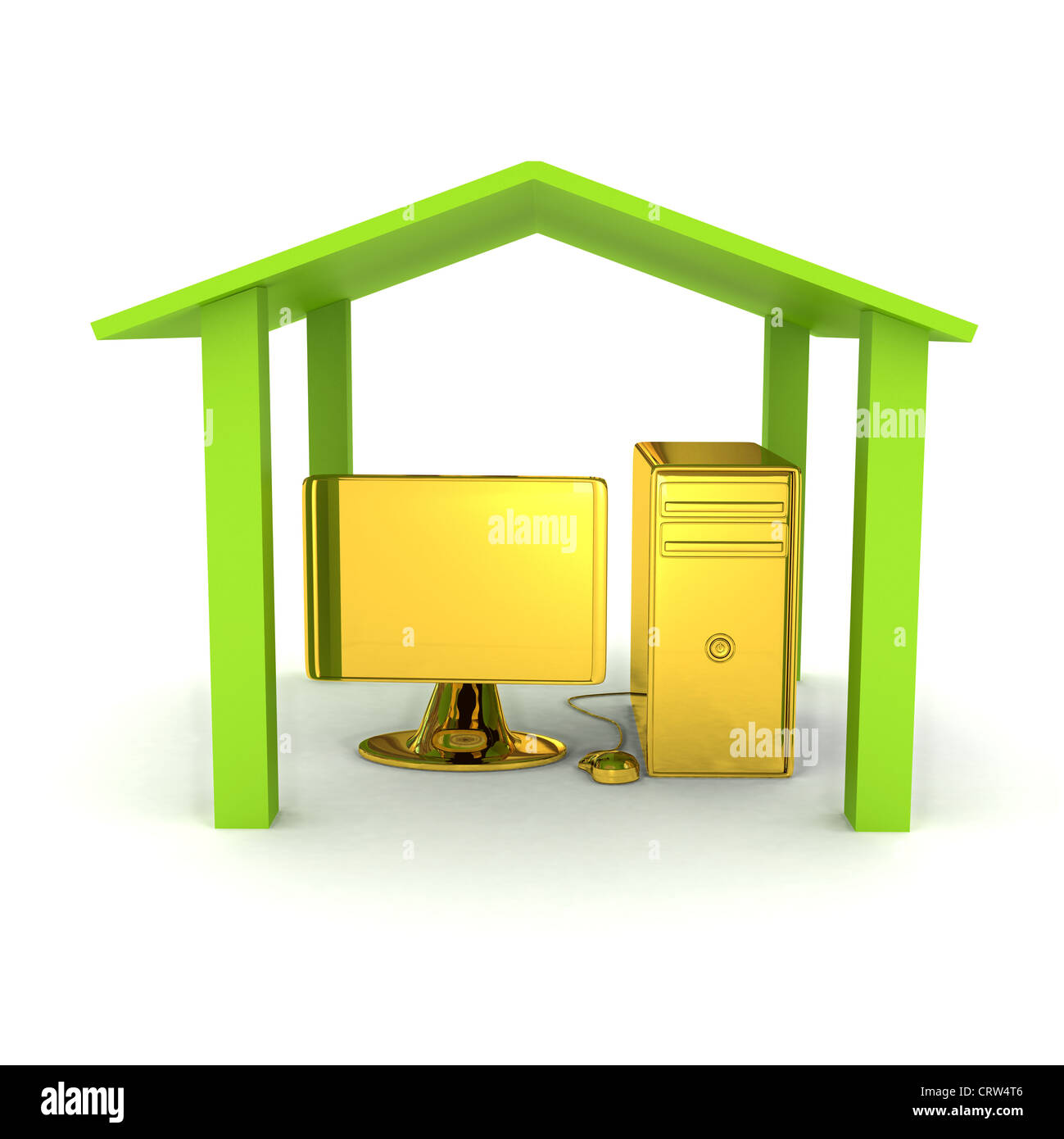 Computer under roof. 3d rendered image Stock Photo - Alamy