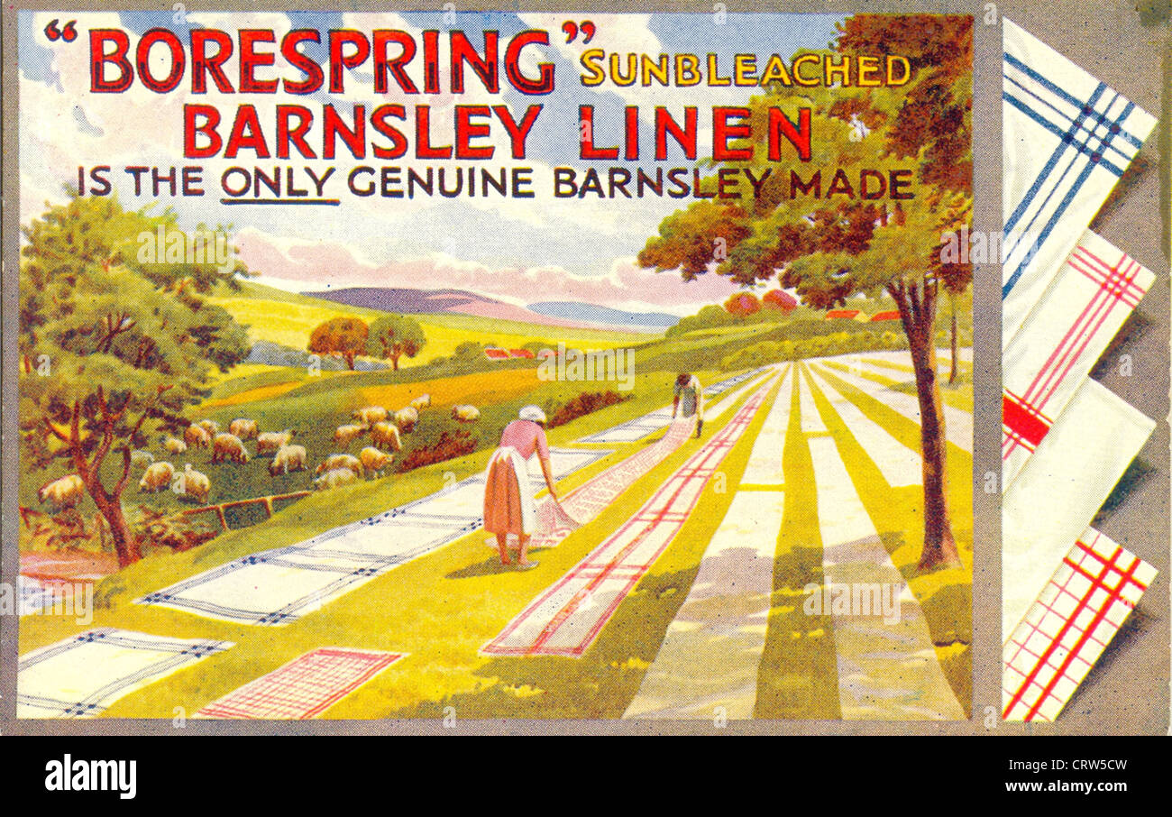 Advertising postcard for 'Borespring' sunbleached Barnsley Linen Stock ...