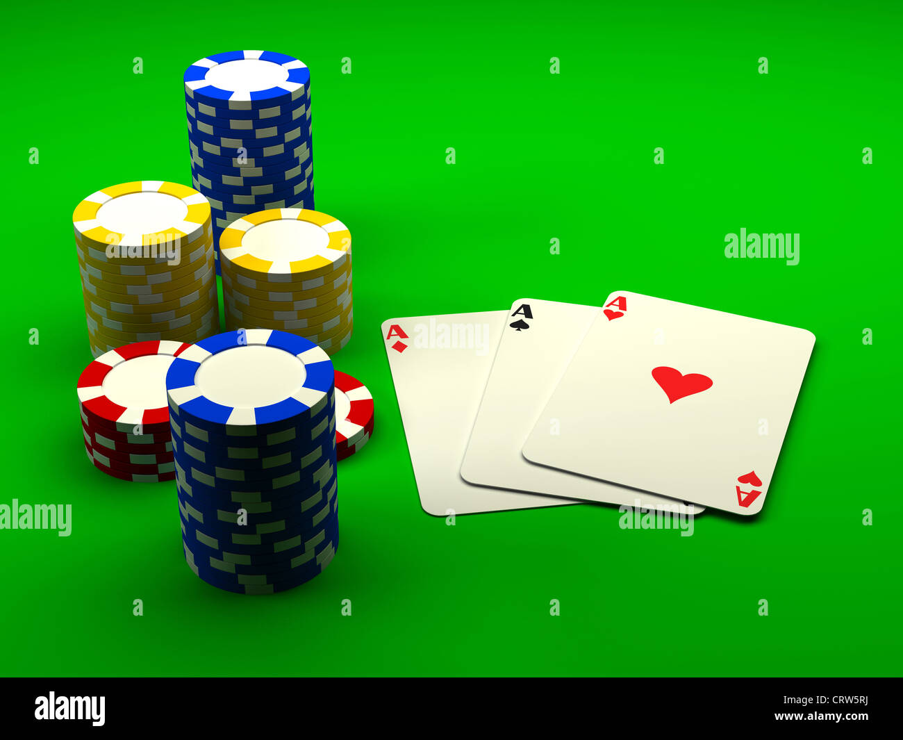 Playing cards with chips. 3d rendered image Stock Photo - Alamy