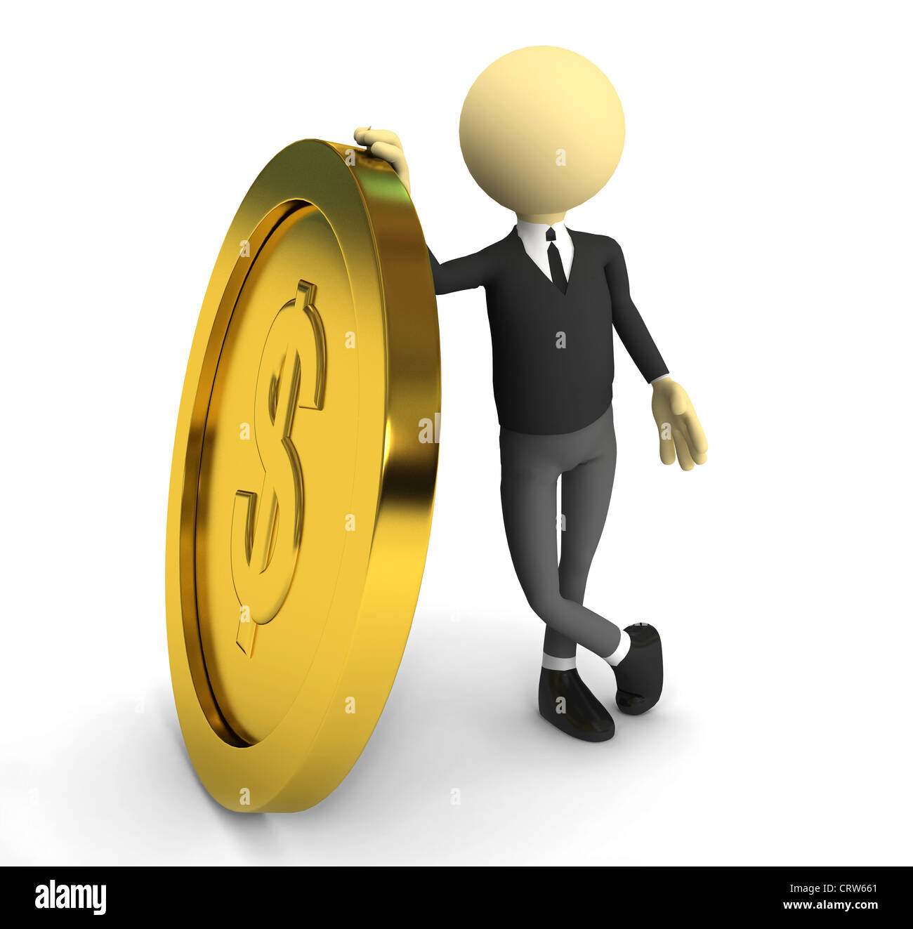 3d person with gold coin. 3d rendered image Stock Photo - Alamy