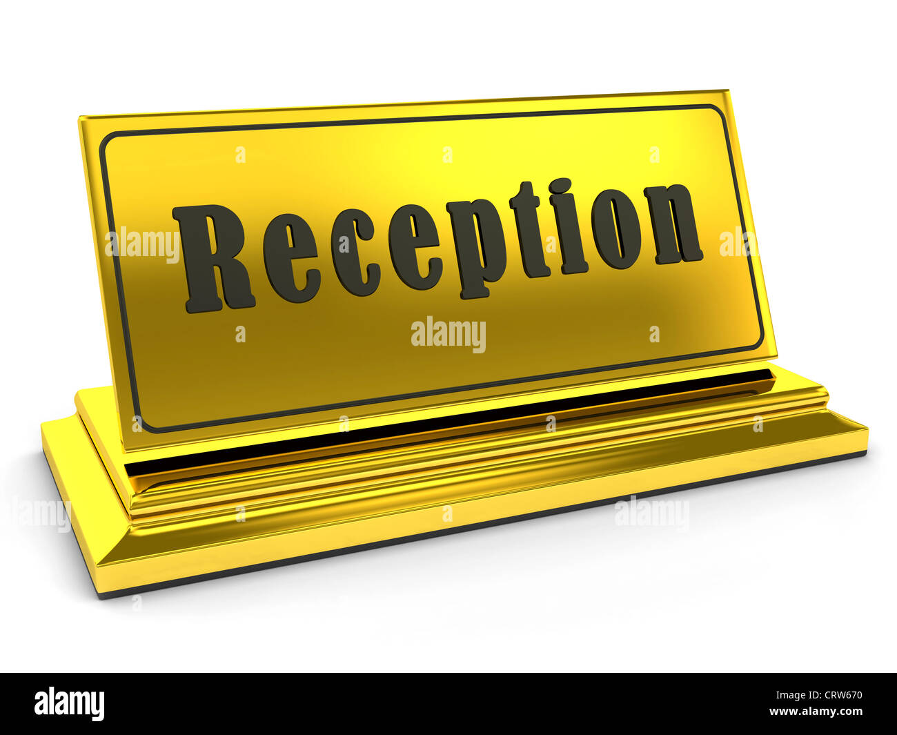 Gold reception sign over white. 3d rendered image Stock Photo - Alamy