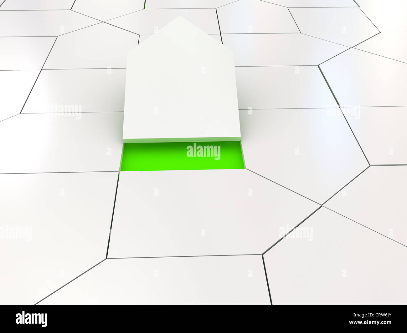 White house puzzle over green. 3d rendered image Stock Photo - Alamy