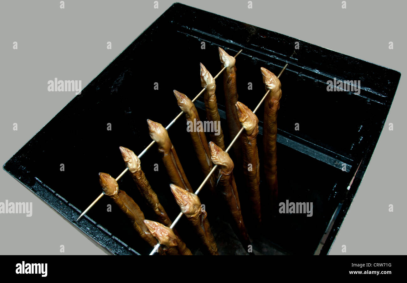 traditional way of ale smoking fish for consumption Stock Photo - Alamy