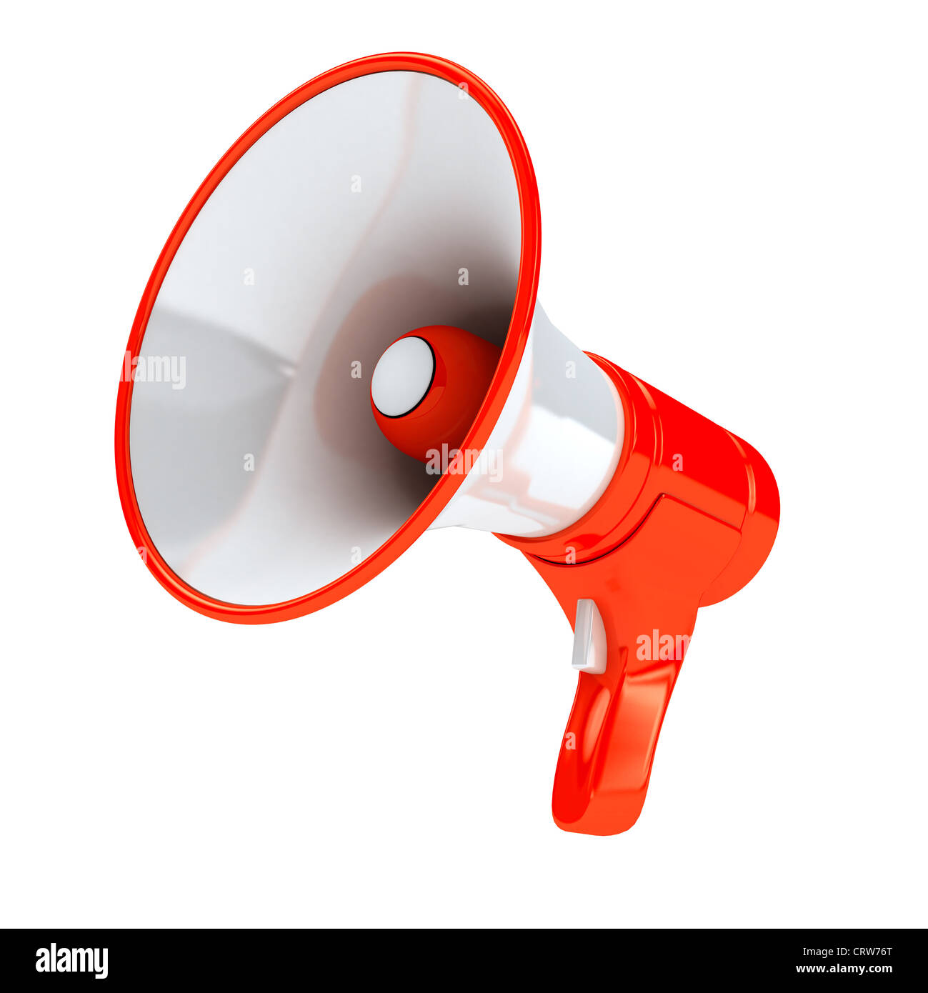 Red megaphone over white background Stock Photo - Alamy