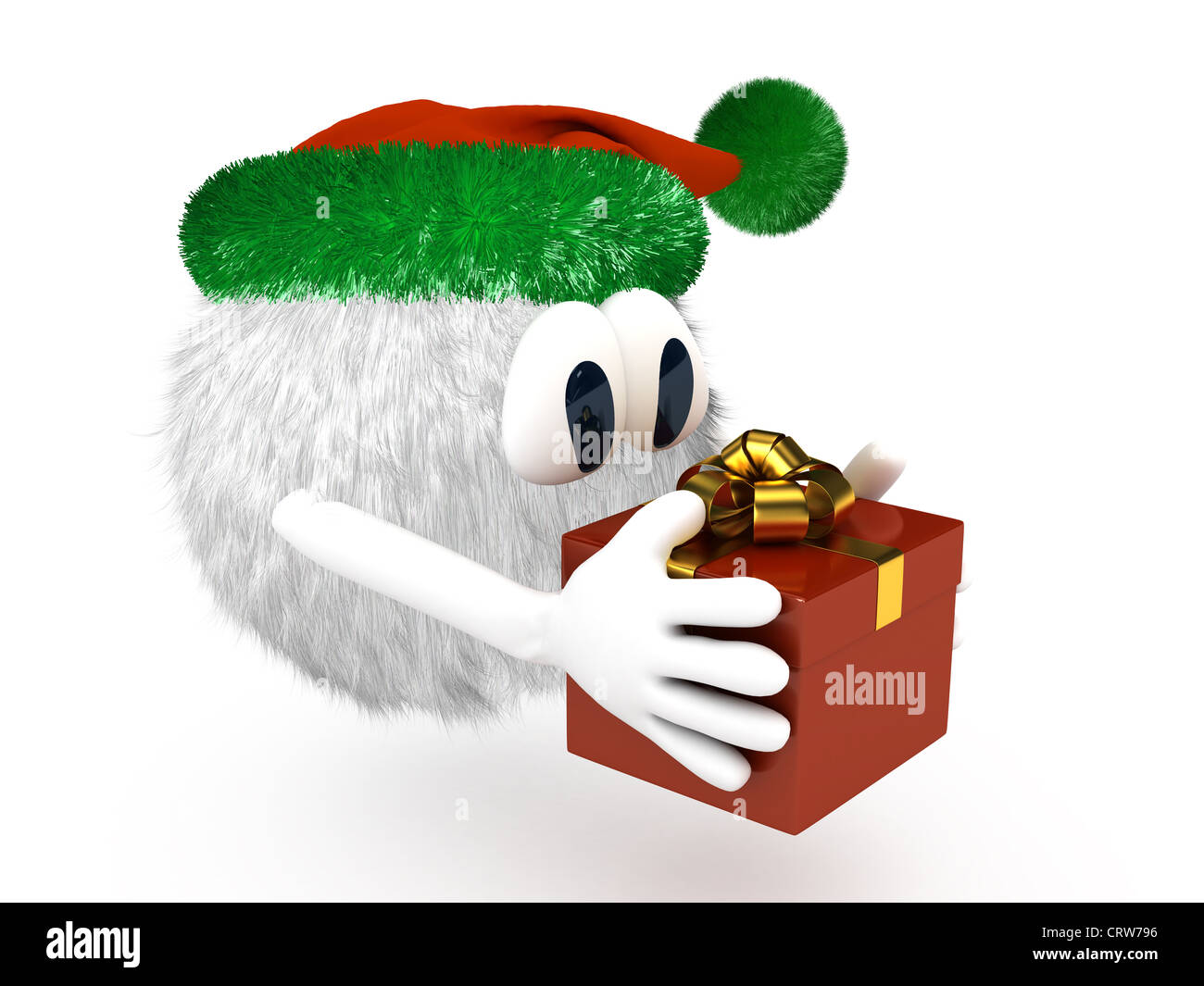 Cartoon character with present. 3d computer generated image Stock Photo ...