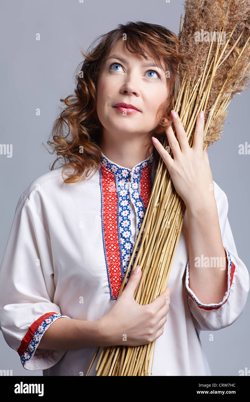 folk woman harvester Stock Photo - Alamy