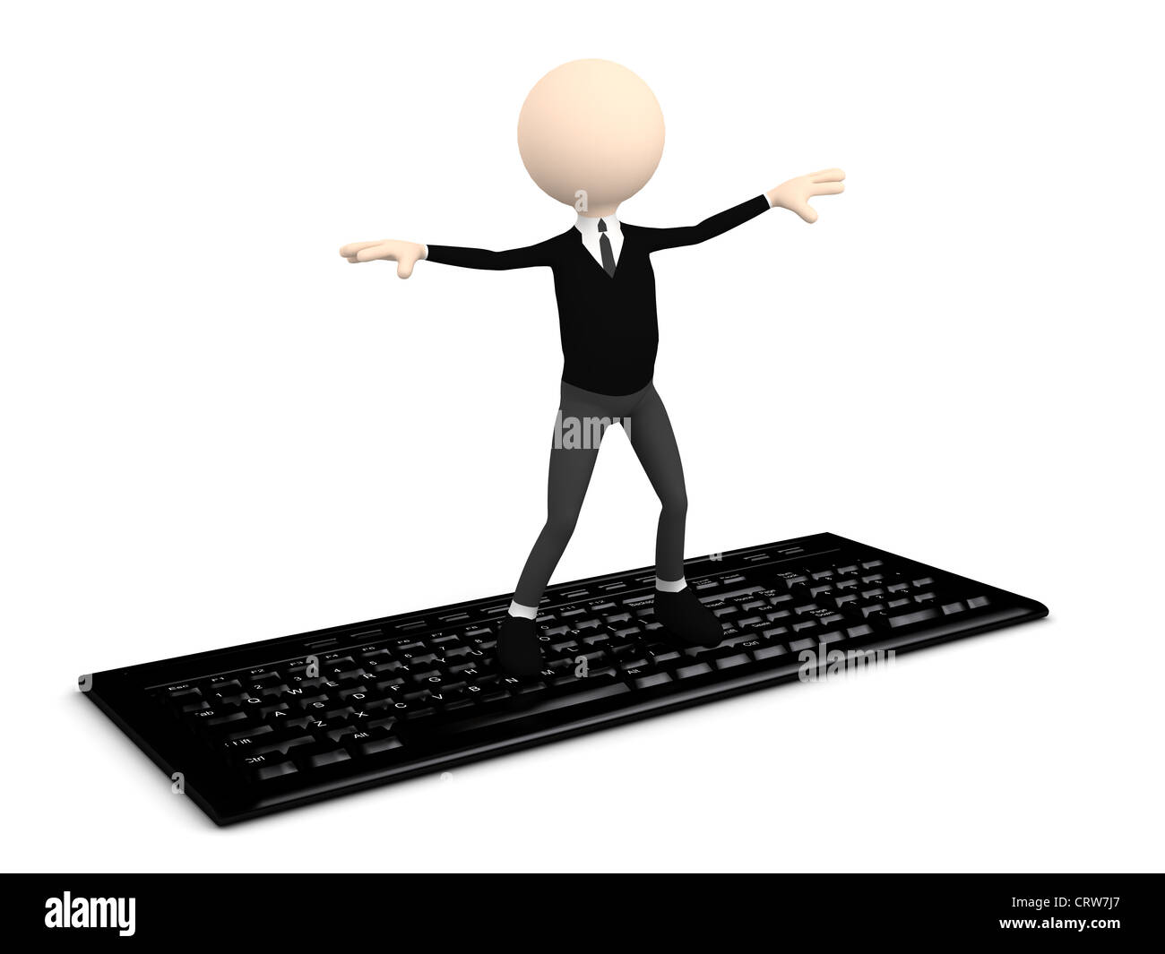 3d person surfing on computer keyboard Stock Photo - Alamy