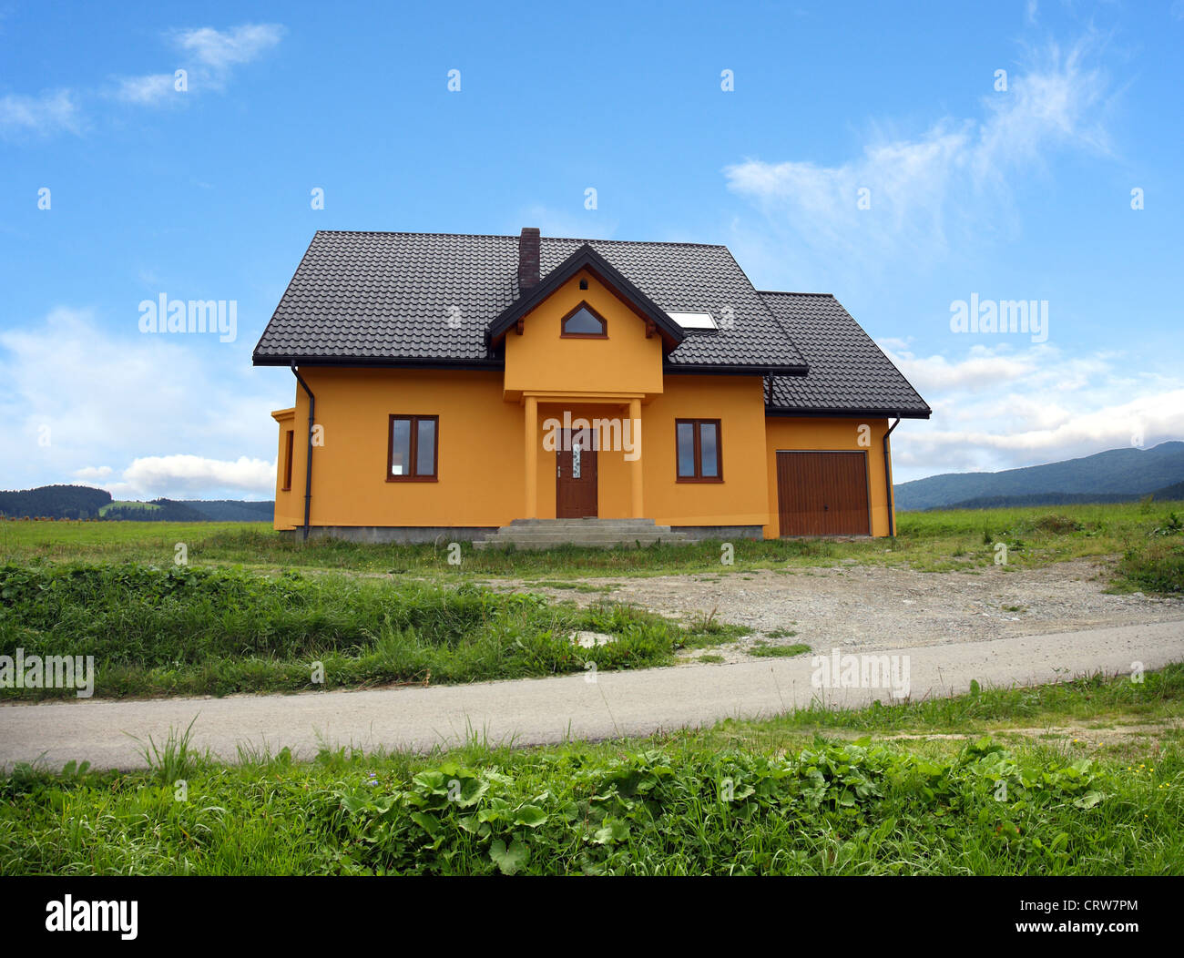 New house in country landscape Stock Photo - Alamy