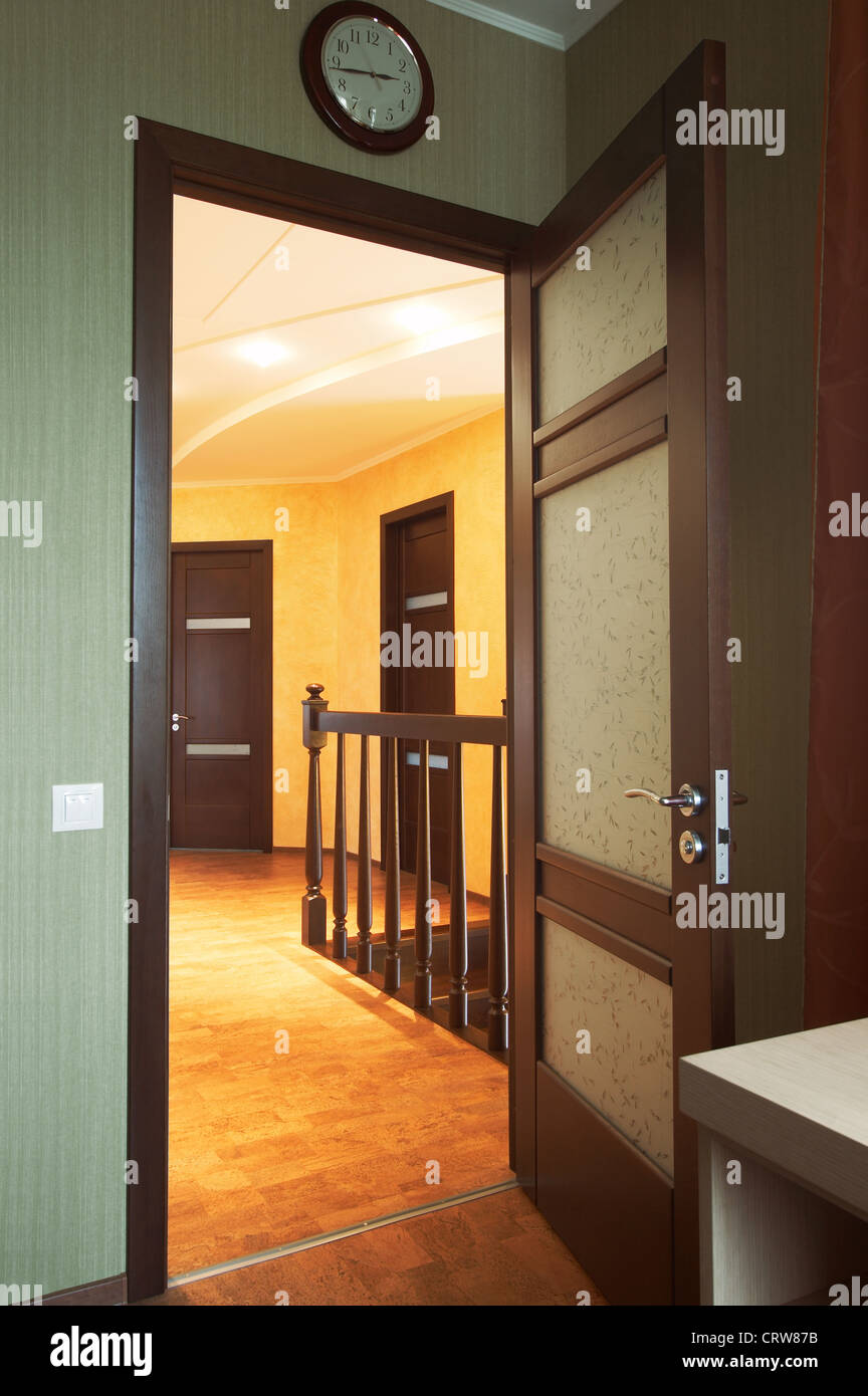 Glass door in a corridor Stock Photo - Alamy