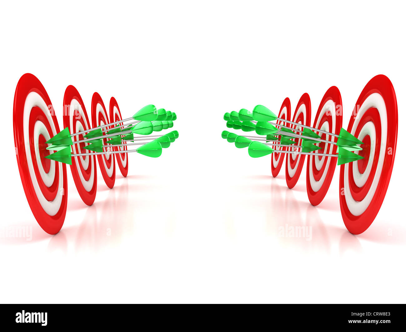 3d target with arrows over white background. Computer generated image ...