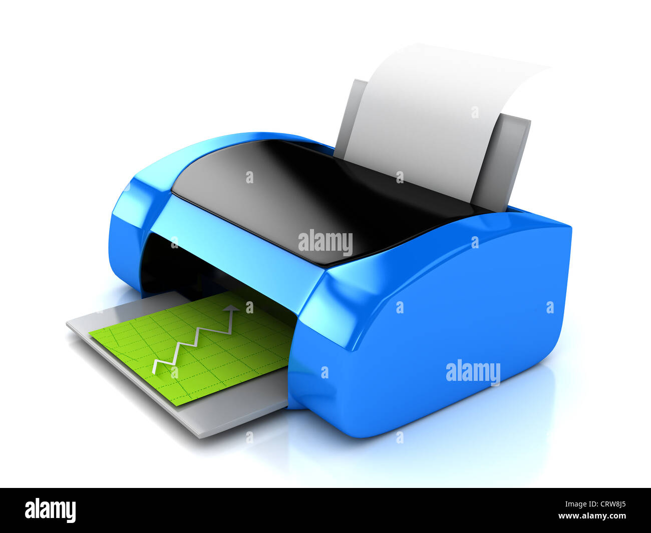 3d blue printer over white. Computer generated image Stock Photo - Alamy