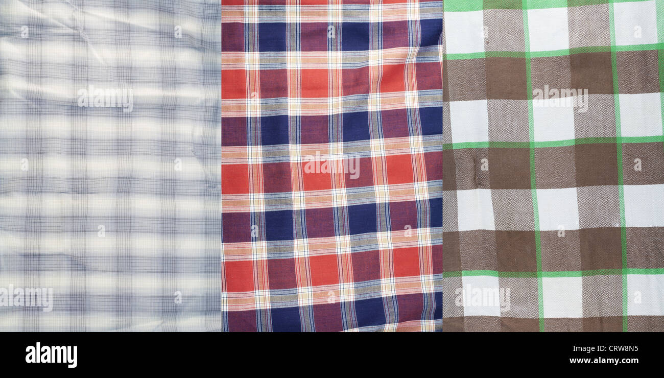 The washed off cotton checkered fabric set Stock Photo - Alamy