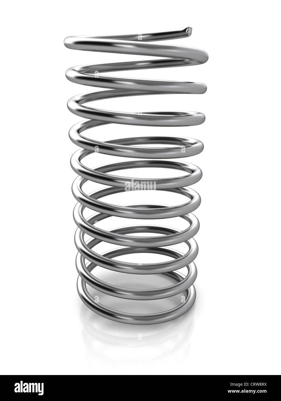 Chrome metal spring over white background. 3d rendered image Stock ...