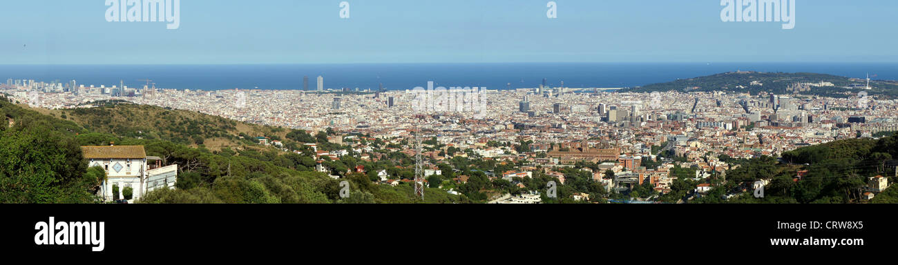 Wide panorama of Barcelona city at the Mediterranean Sea Stock Photo ...