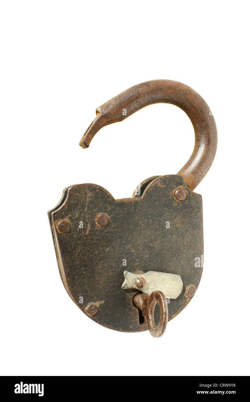 old padlock isolated Stock Photo - Alamy