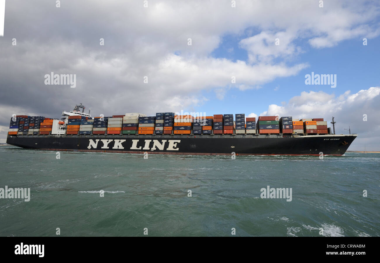 NYK Line Container ship on the Solent near Southampton UK Stock Photo ...