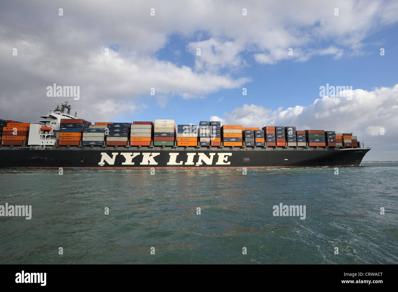NYK Line Container ship on the Solent near Southampton UK Stock Photo ...