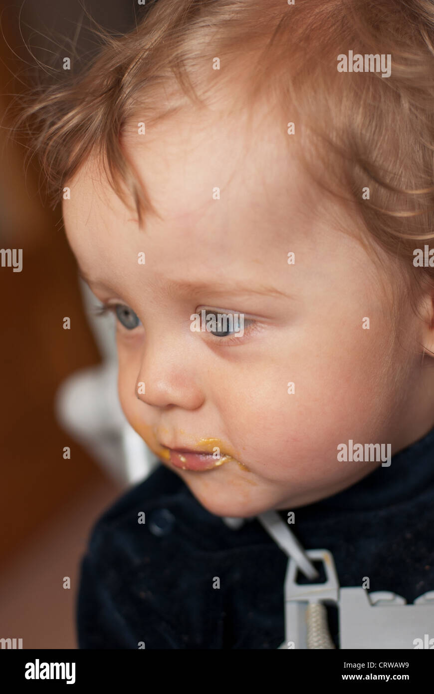 Messy smiling baby boy after eating Stock Photo - Alamy