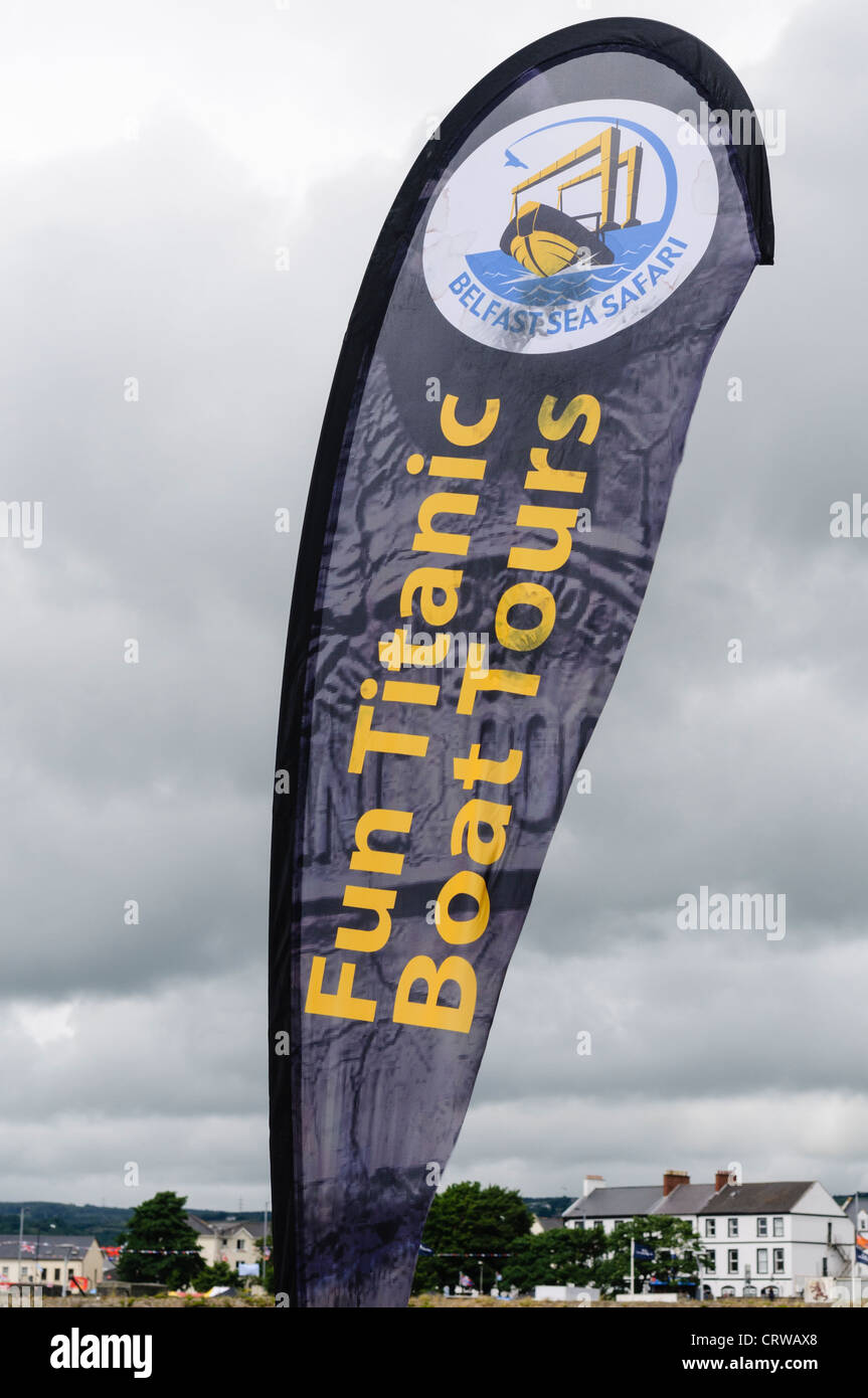 Flag advertising Fun Titanic Boat Tours in Carrickfergus Stock Photo ...