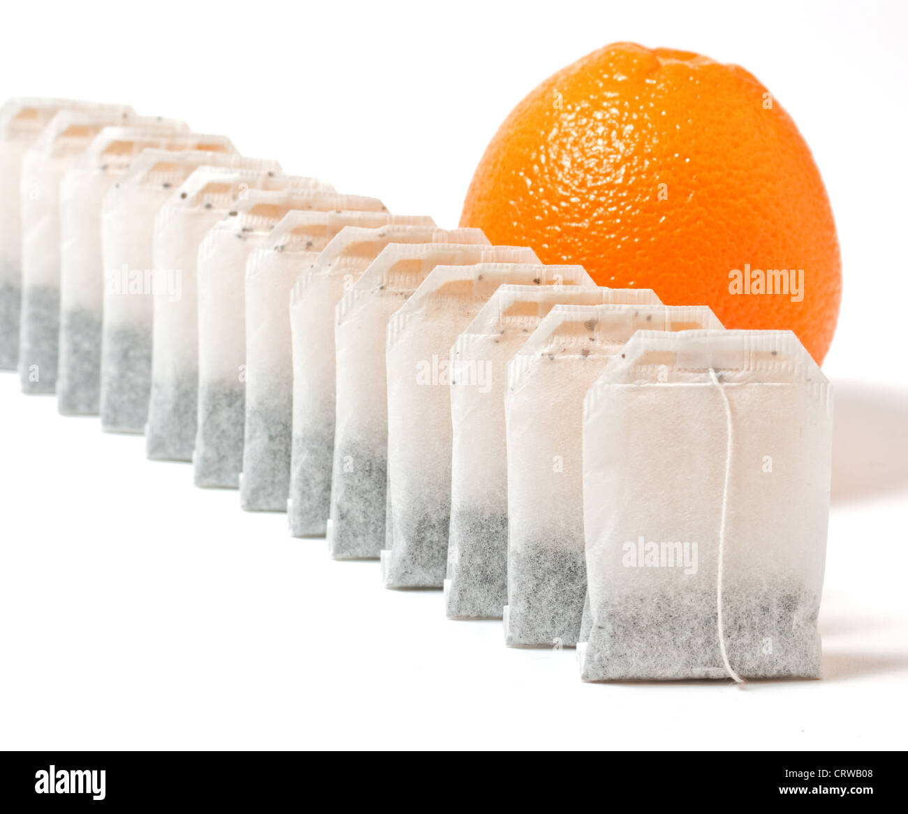 tea bags and orange Stock Photo - Alamy