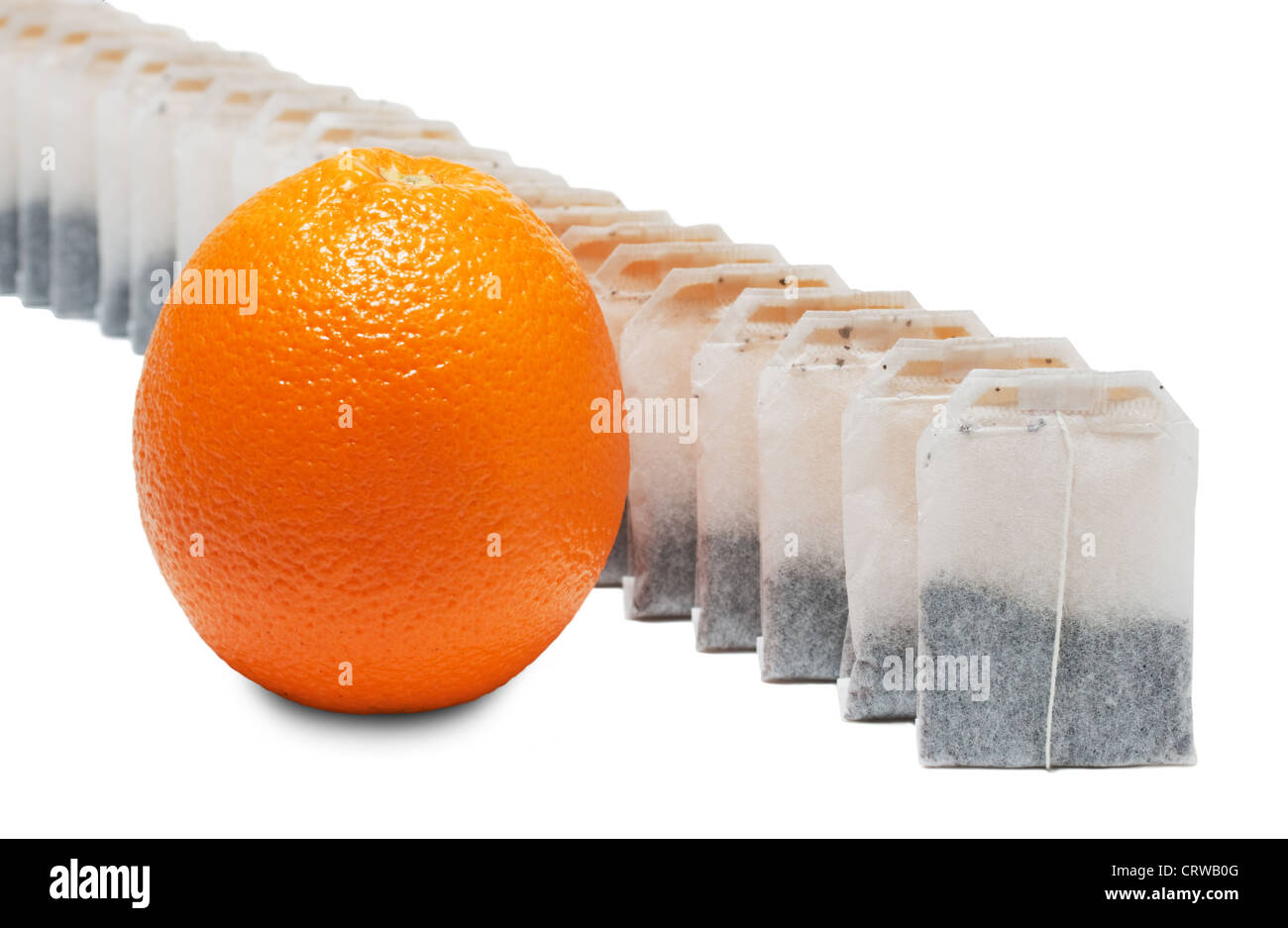 tea bags and orange Stock Photo - Alamy
