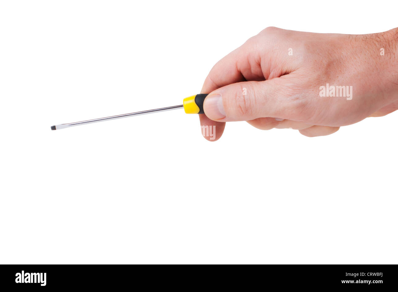 Hand holds screw and a screwdriver hi-res stock photography and images ...