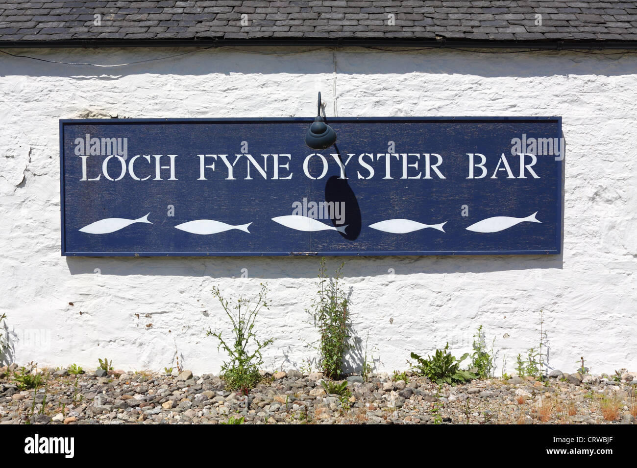 Sign for the famous Loch Fyne Oyster Bar, Argyll, Scotland Stock Photo ...