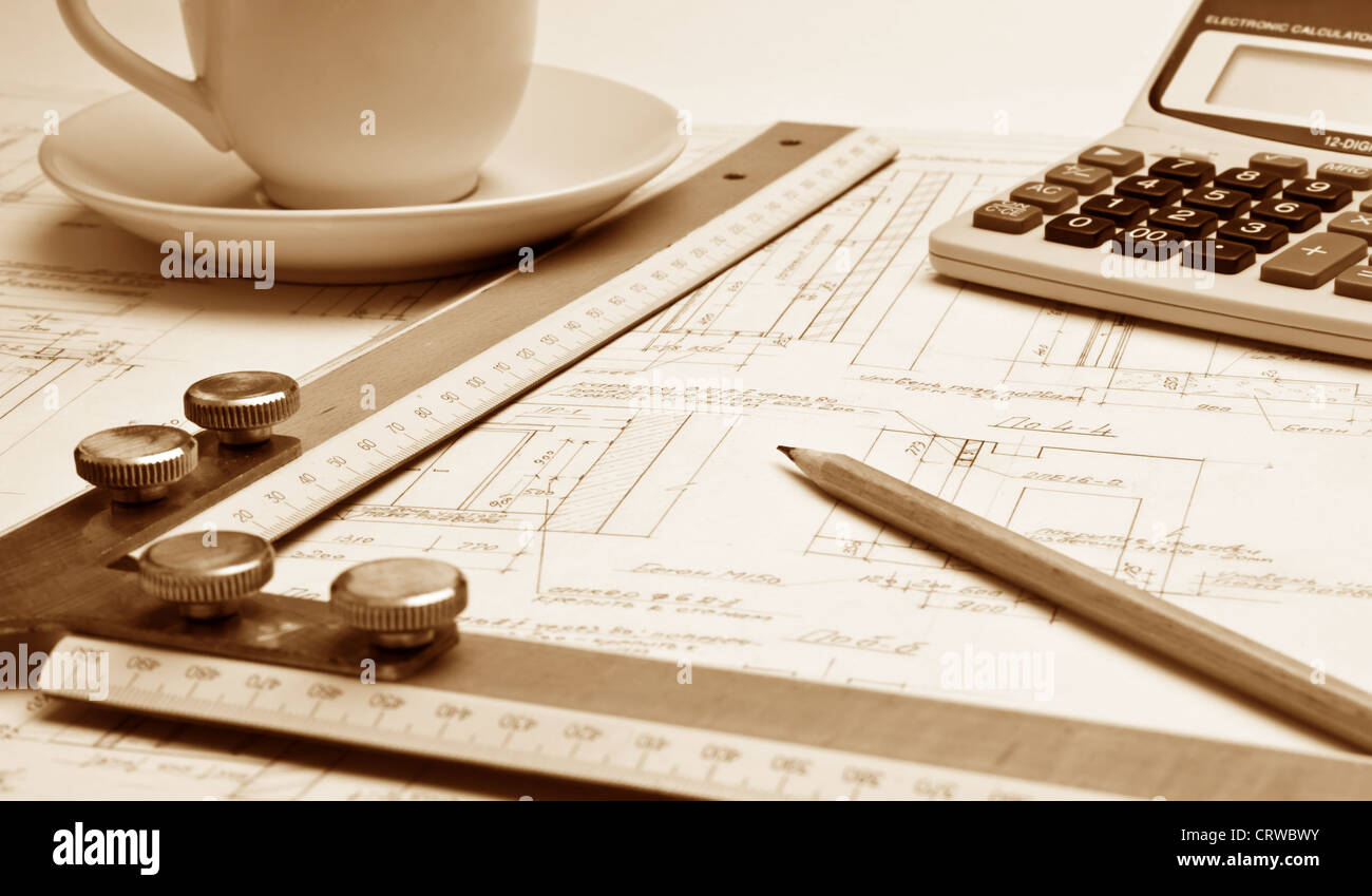 old technical drawings Stock Photo - Alamy