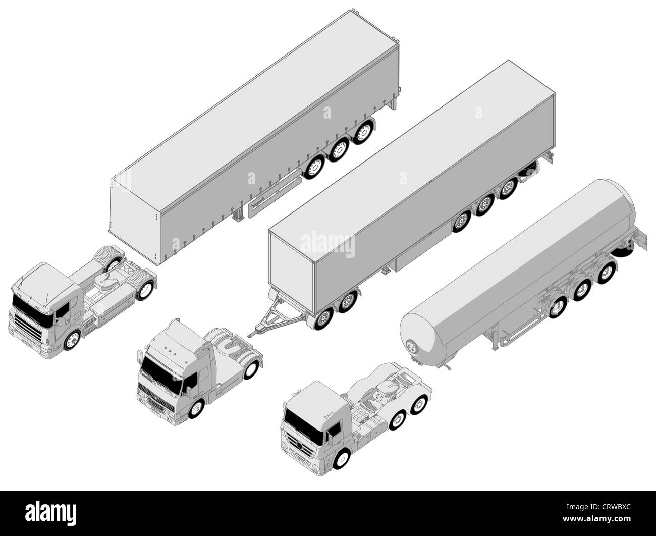 White semi truck on Black and White Stock Photos & Images - Alamy