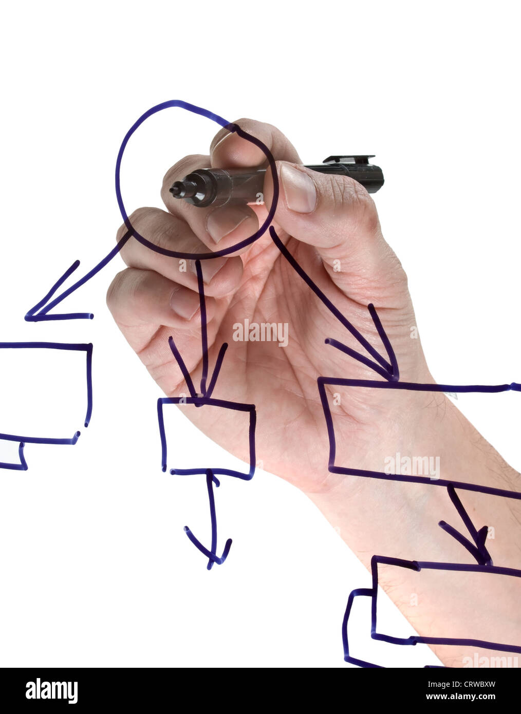 hand draws a block diagram Stock Photo - Alamy
