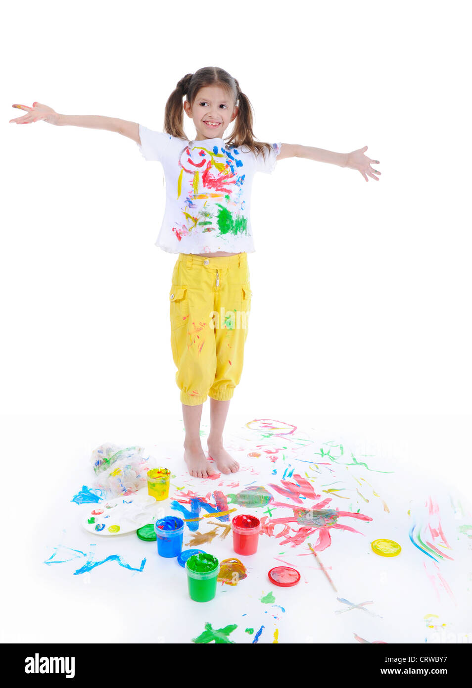 little girl draws Stock Photo - Alamy