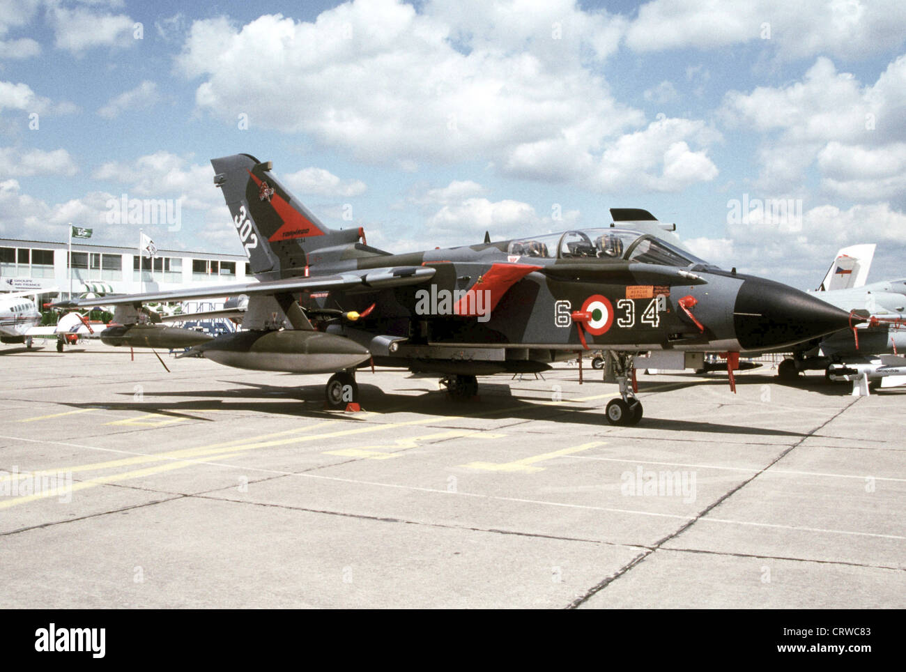 An Italian air force Panavia Tornado aircraft sits on display at the ...