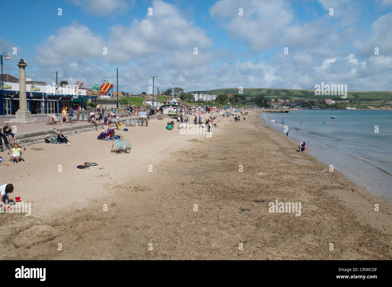 Swanage beach on a beautiful summers day Stock Photo - Alamy