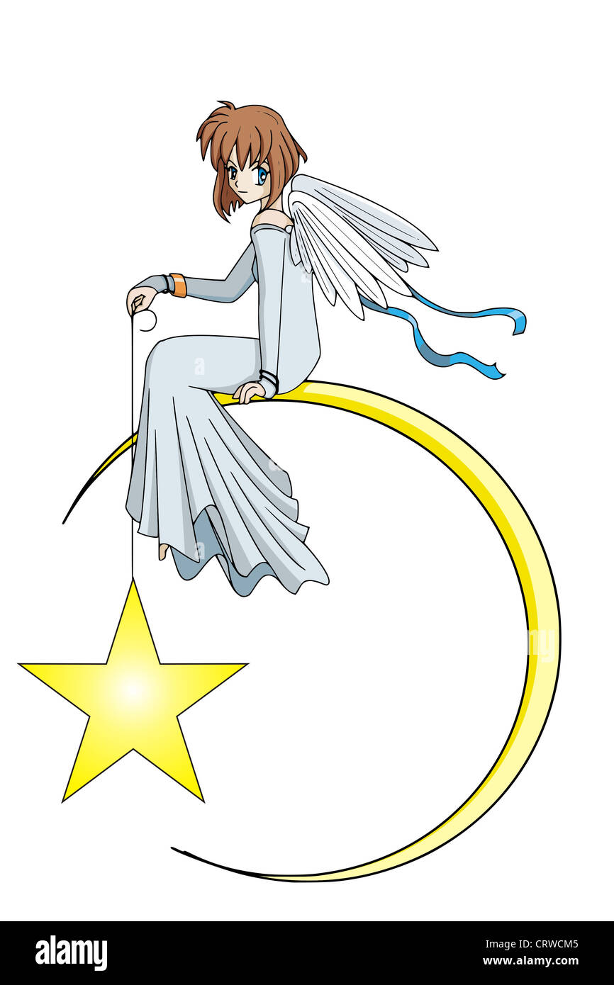 Angel with crescent moon High Resolution Stock Photography and Images ...