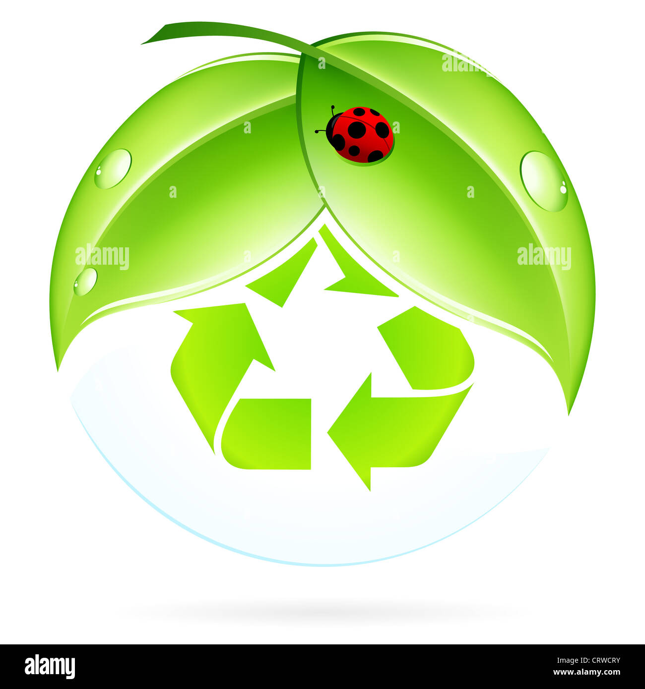 Recycling Symbol with Leaves and Ladybug Stock Photo - Alamy