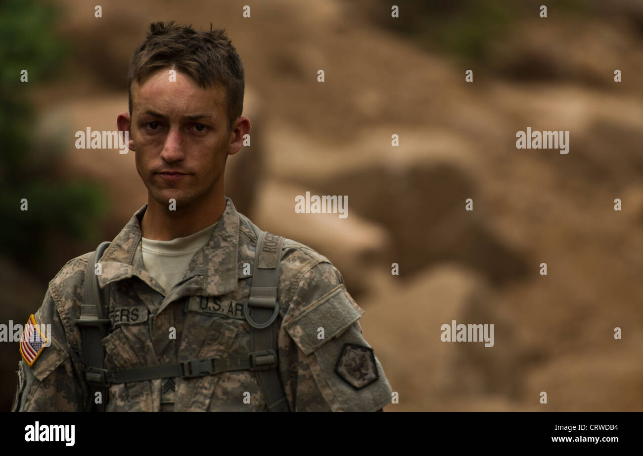 U.S. Army Sgt. Peters with the 52nd Engineering Battalion works on ...