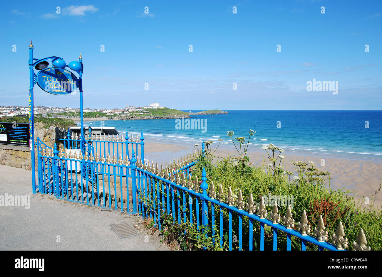 Overlooking Tolcarne beach at Newquay in Cornwall, UK Stock Photo - Alamy