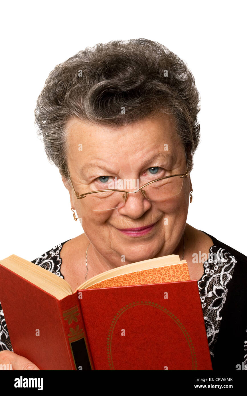 old woman with the book Stock Photo - Alamy