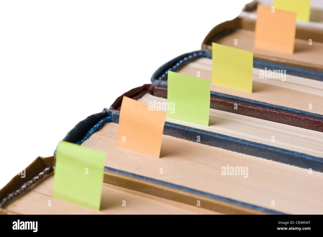 stack of books with bookmarks Stock Photo - Alamy