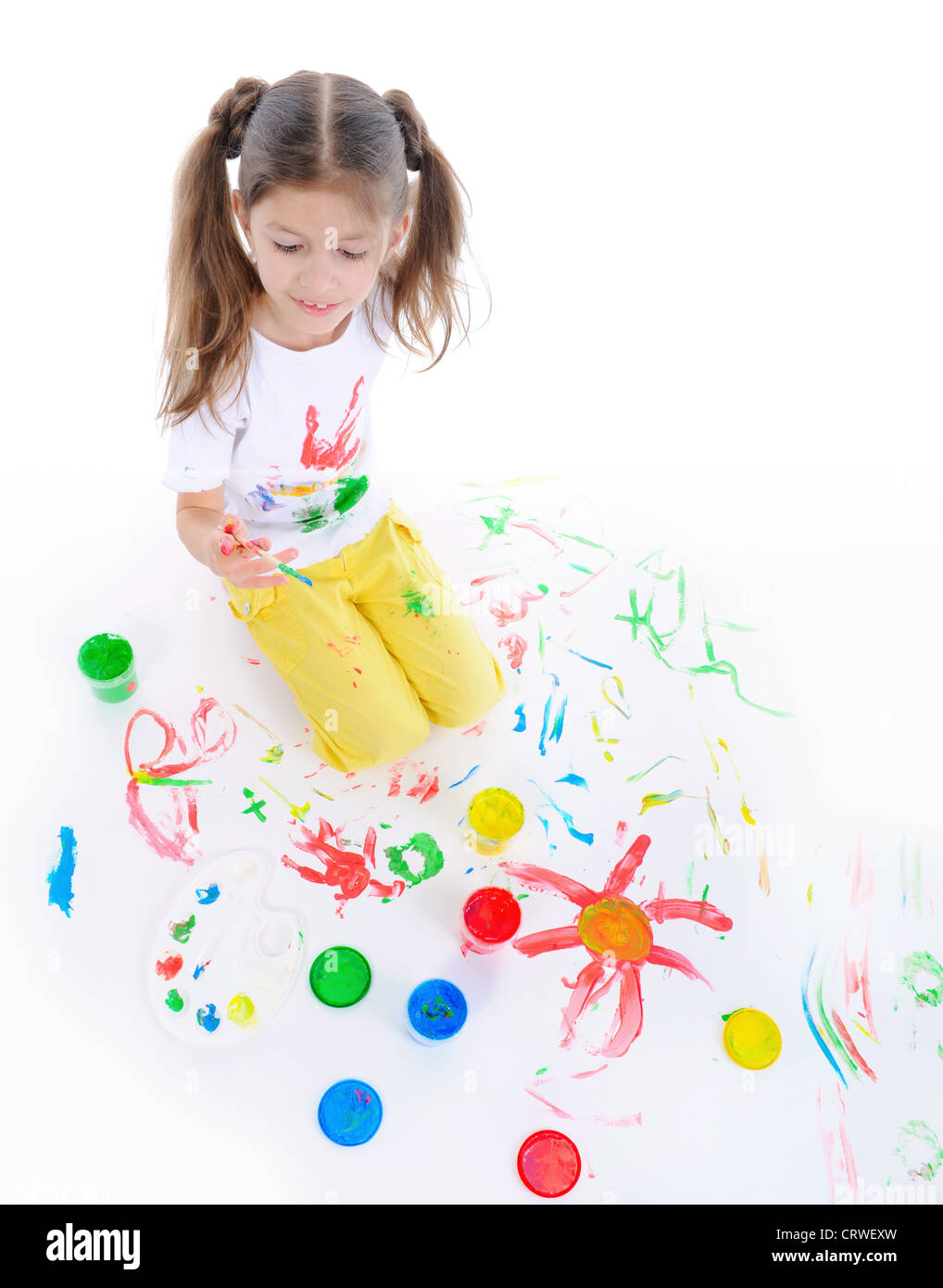 little girl draws Stock Photo - Alamy