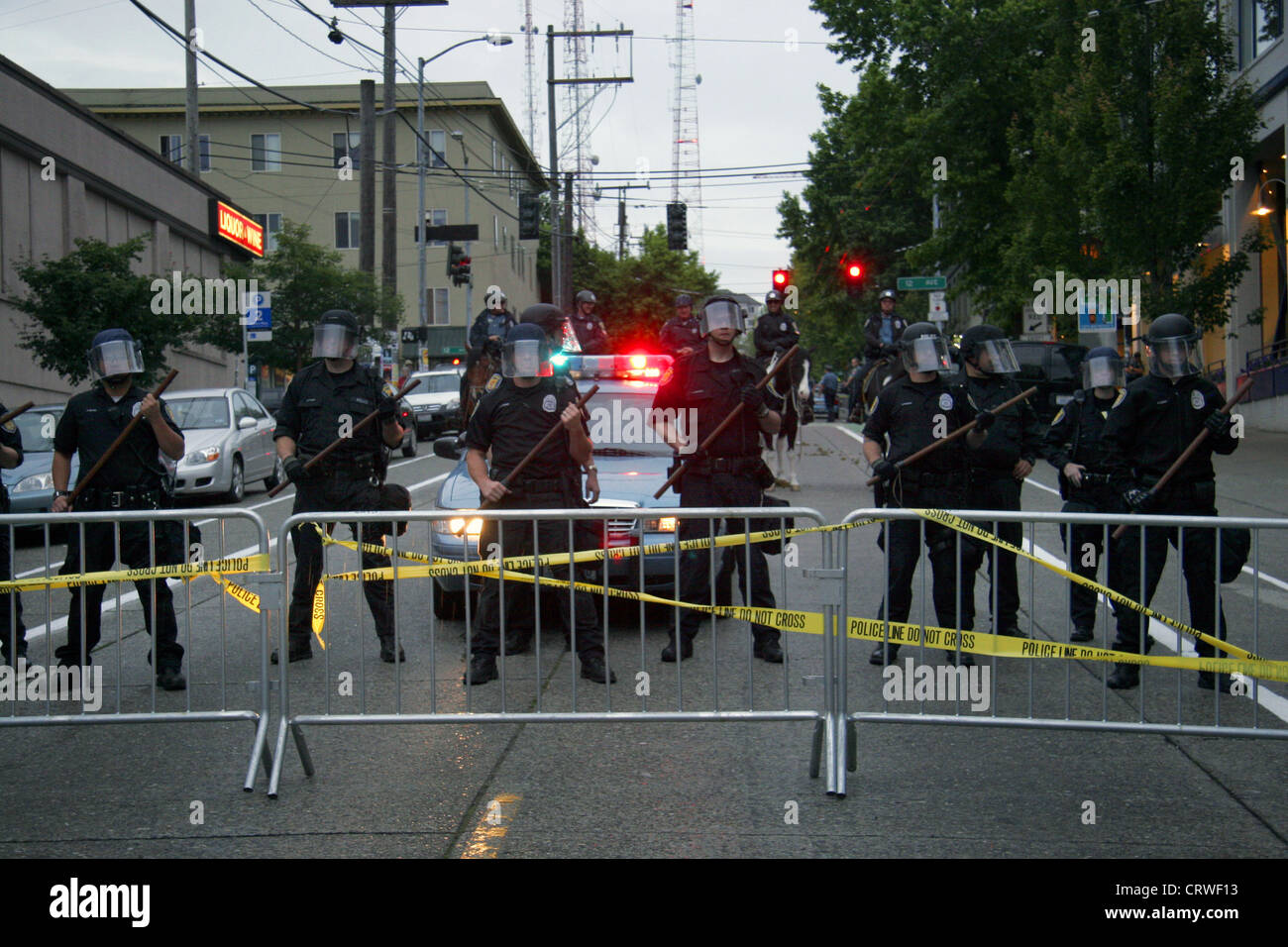 Seattle riot cops at demonstration Stock Photo - Alamy