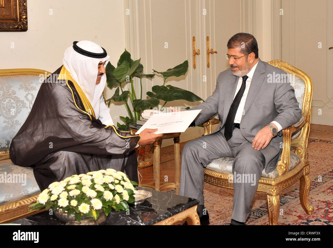 Mohamed Morsi meets Sheikh Sabah Khalid Al Hamad Al Sabah, the Kuwaiti ...