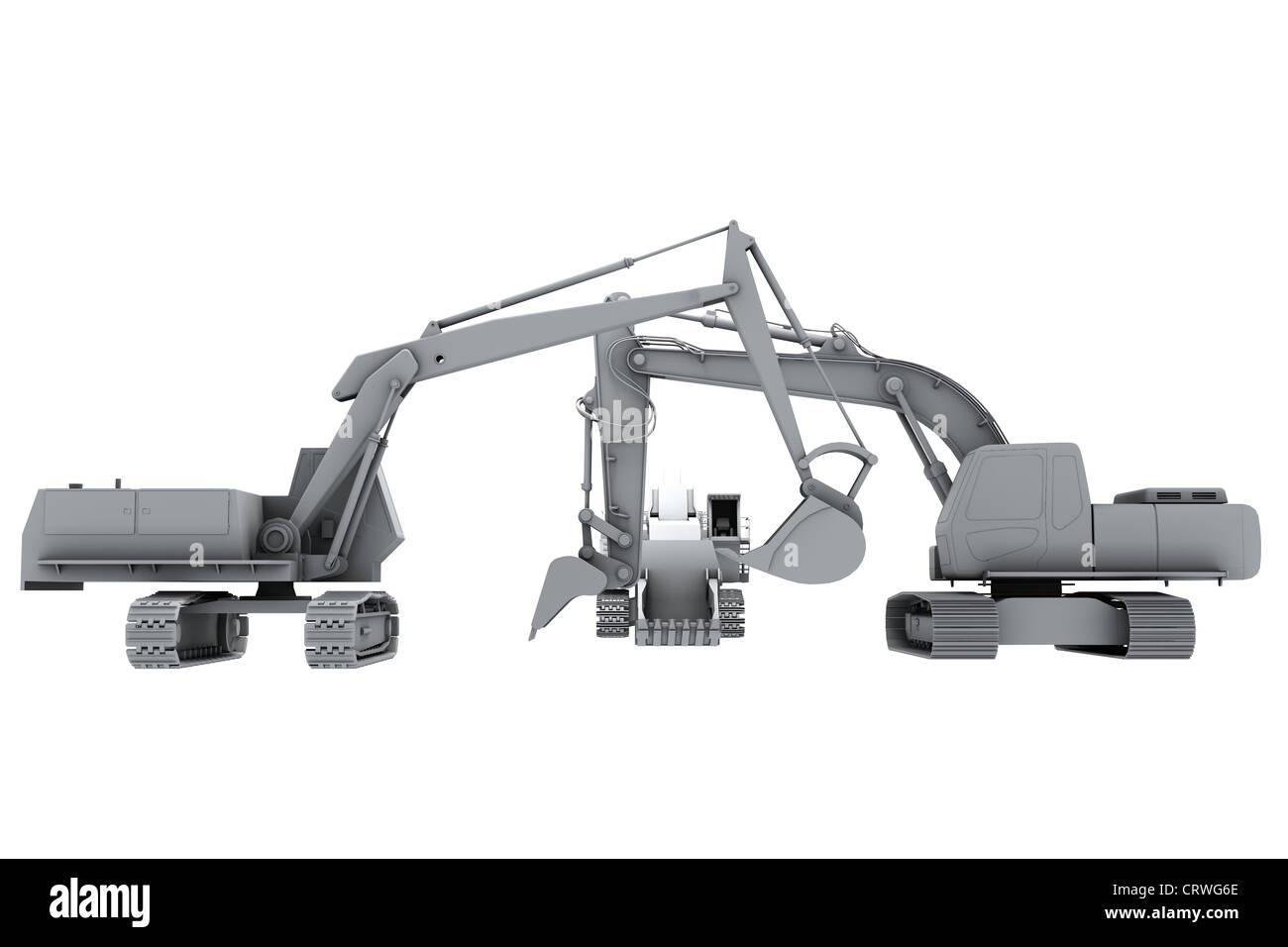 White models of the diggers Stock Photo - Alamy